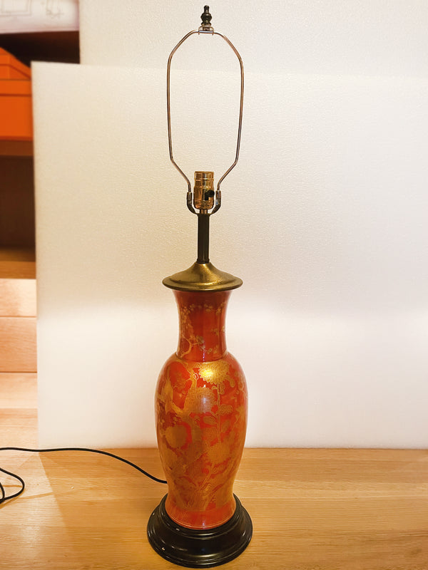 Mid 20th Century Chinese Red & Gold Urn Table Lamp - Cafiero Select Home