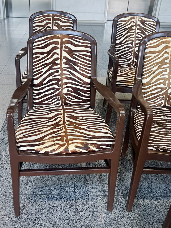 Robsjohn-Gibbings Style Zebra Print Dining Chairs - A Set of 7 ...