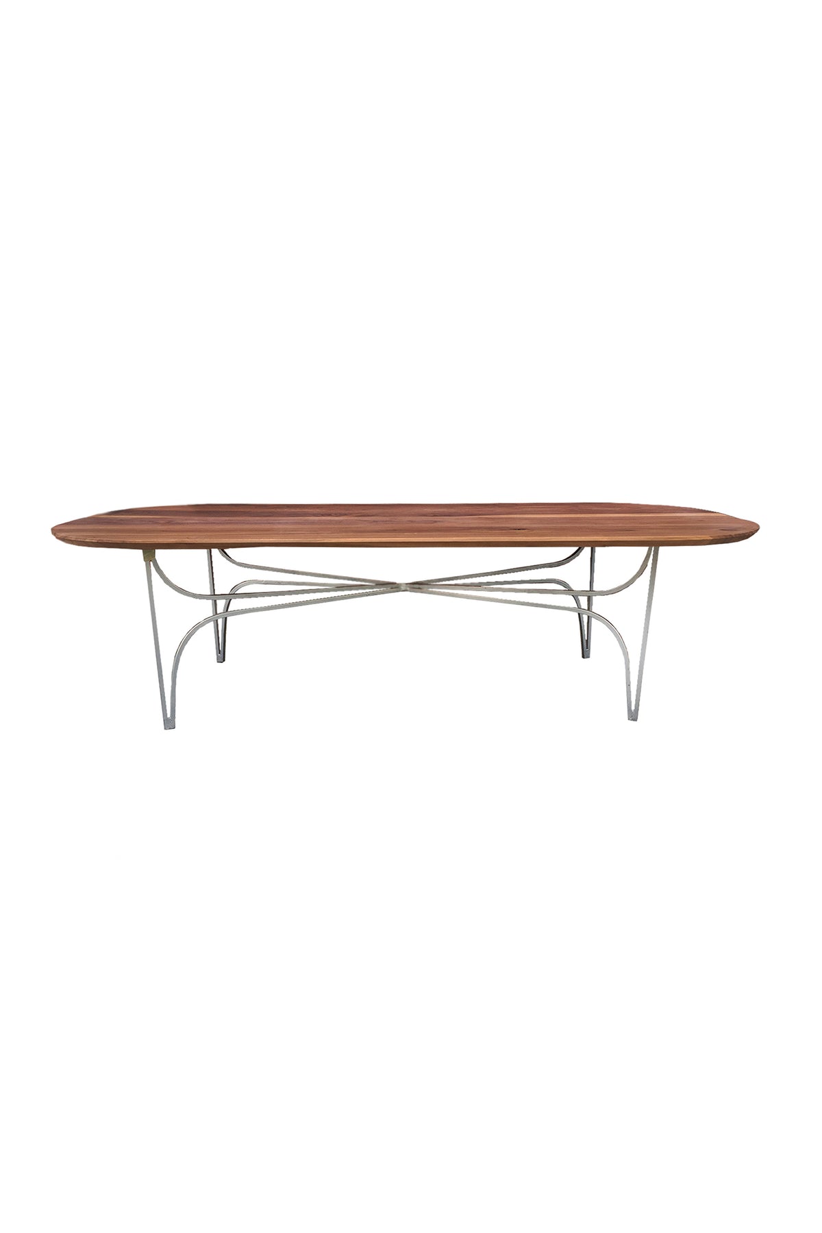 Custom Walnut & Metal Racetrack Coffee Table - Cafiero Select Home