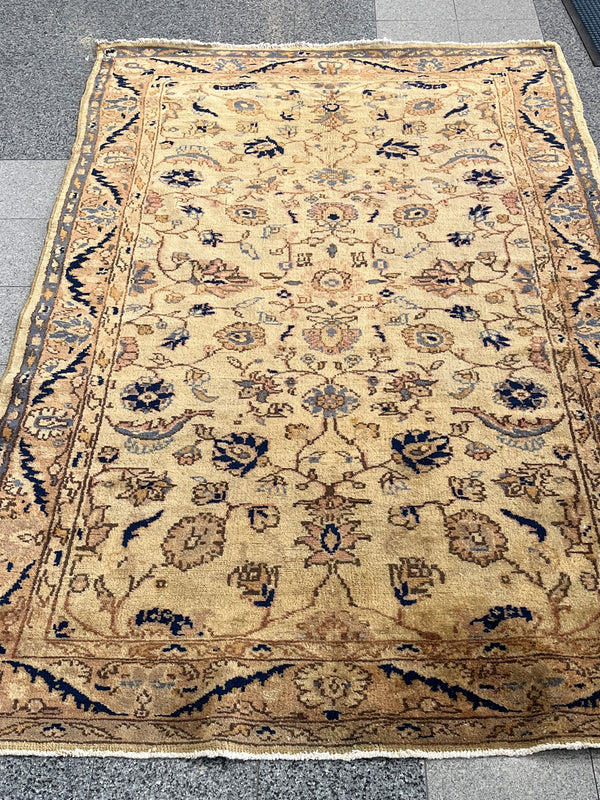 20th Century Tan and Navy Turkish Rug - Cafiero Select Home